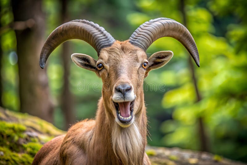 Aoudad Sheep laughs forest stock illustration. Illustration of farm ...