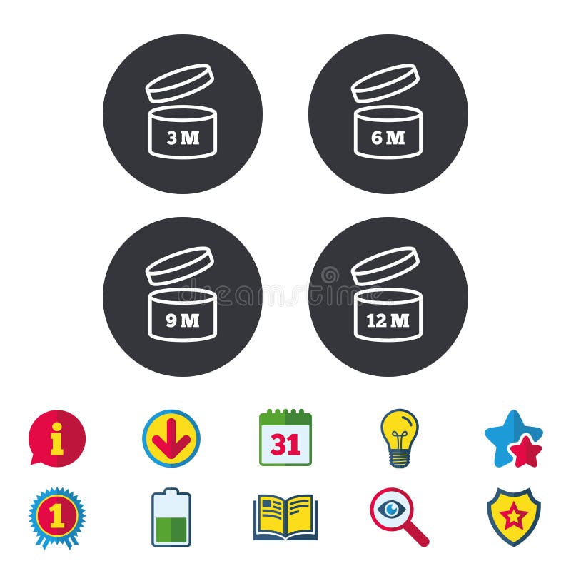 Após Ter Aberto ícones Do Uso Produto Da Data De Validade Ilustração do ...