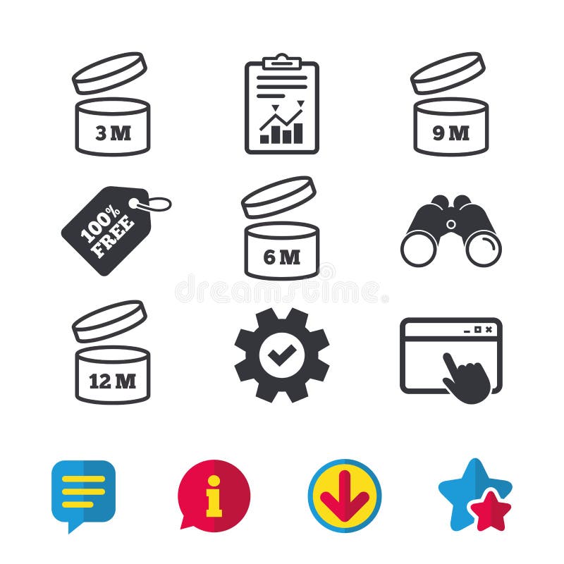 Após Ter Aberto ícones Do Uso Produto Da Data De Validade Ilustração do ...