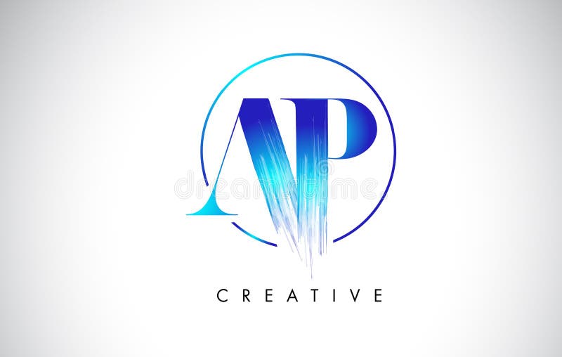 AP Brush Stroke Letter Logo Design. Blue Paint Logo Leters Icon Stock ...
