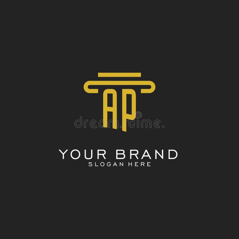 AP Initial Logo with Simple Pillar Style Design Stock Vector ...