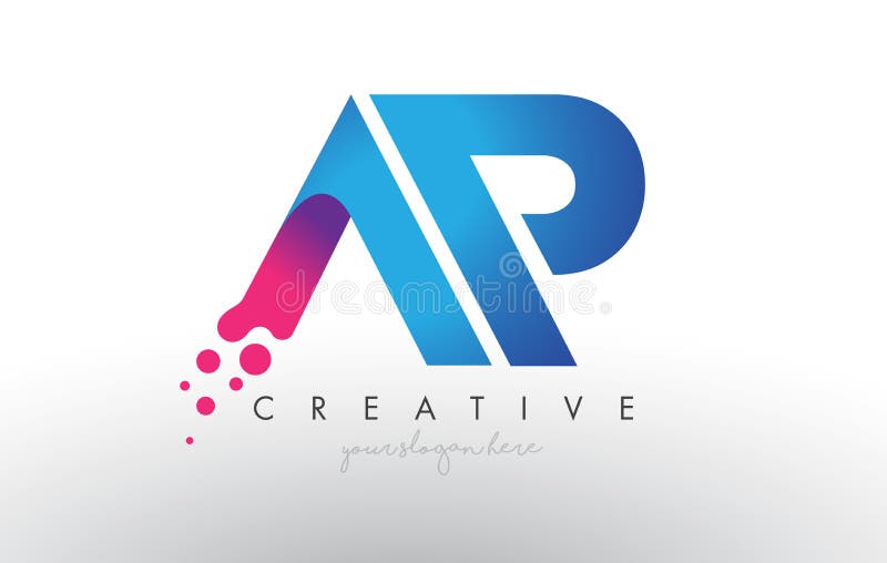 AP Letter Design with Creative Dots Bubble Circles and Blue Pink Colors ...