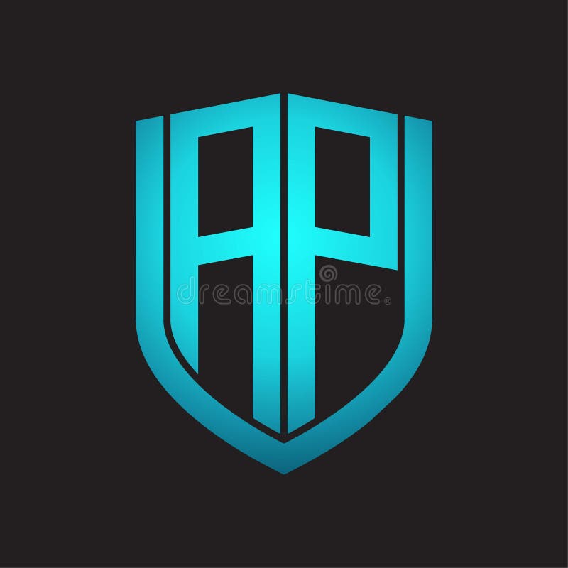 AP Logo Monogram with Emblem Shield Design Isolated with Blue Colors on ...