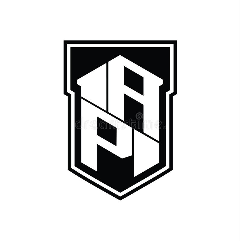 AP Logo Monogram Hexagon Geometric Up and Down Inside Shield Isolated ...
