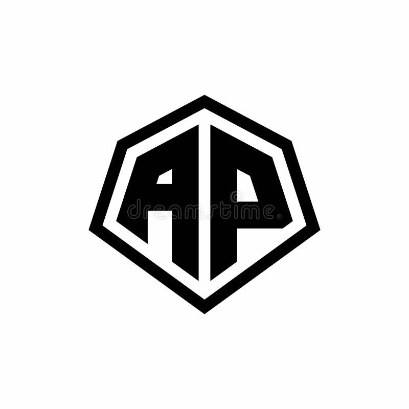 AP Monogram Logo with Hexagon Shape and Line Rounded Style Design ...