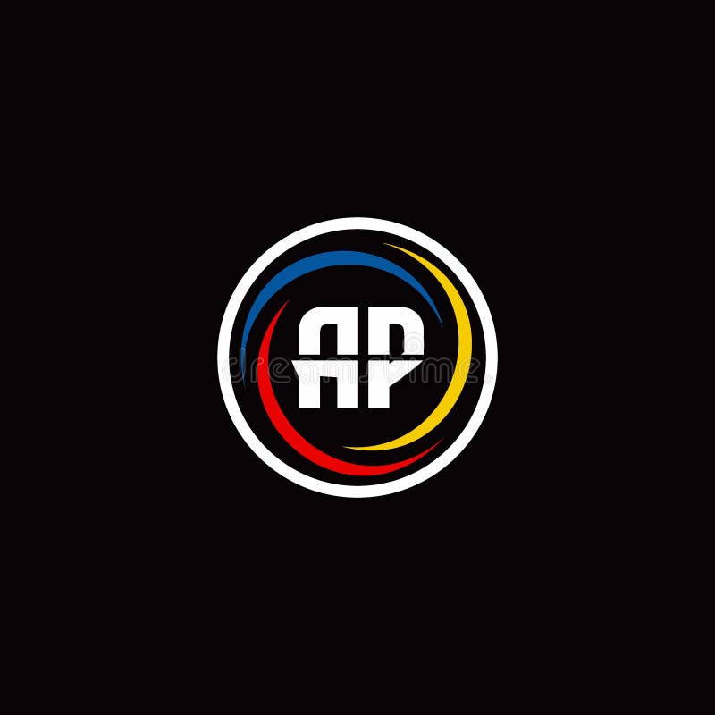 AP Monogram Logo Isolated on Circle Shape with 3 Slash Colors Rounded ...