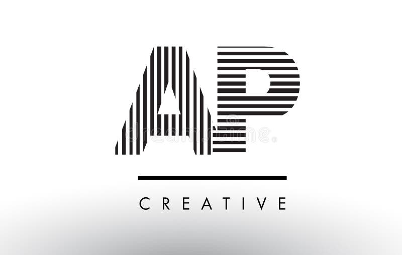 AP a P Black and White Lines Letter Logo Design. Stock Vector ...