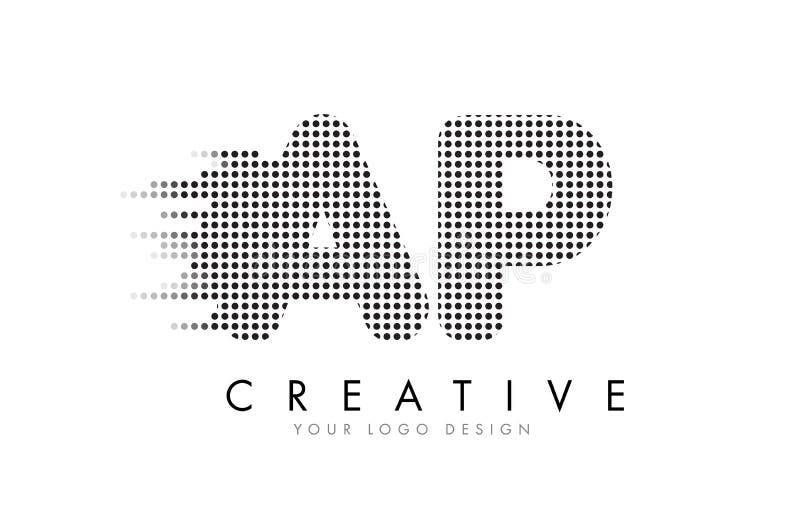 AP a P Letter Logo with Black Dots and Trails. Stock Vector ...
