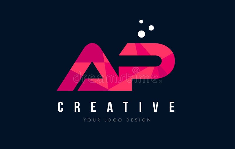 AP a P Letter Logo with Purple Low Poly Pink Triangles Concept Stock ...