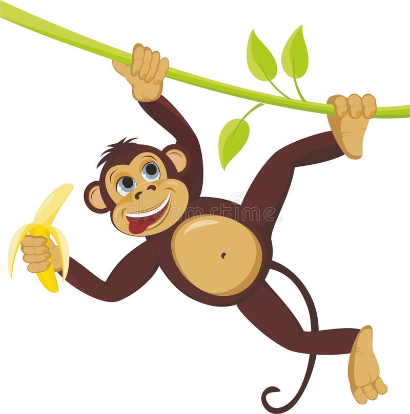 Glad apa, tecknad film vektor illustrationer. Illustration av fniss ...