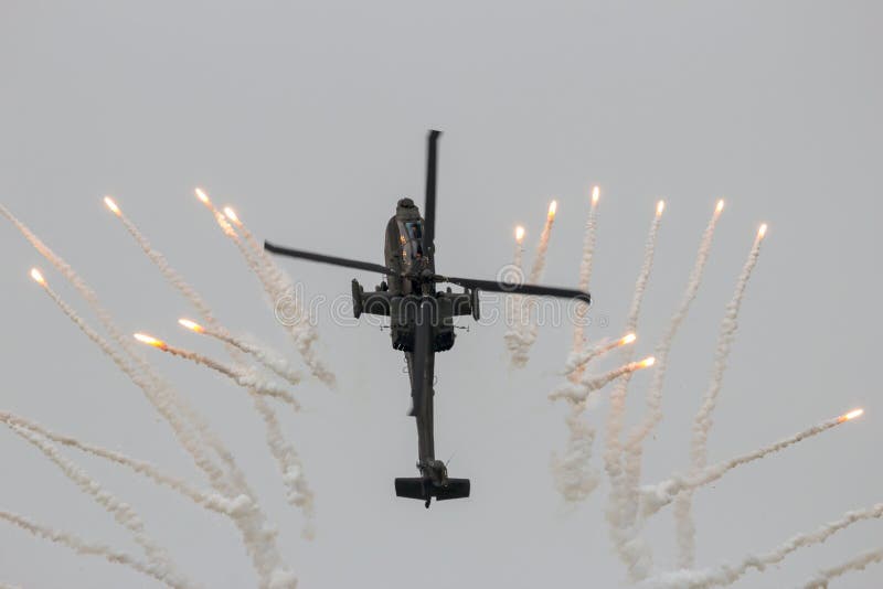 Apache helicopter flares stock photo. Image of warplane - 72888186