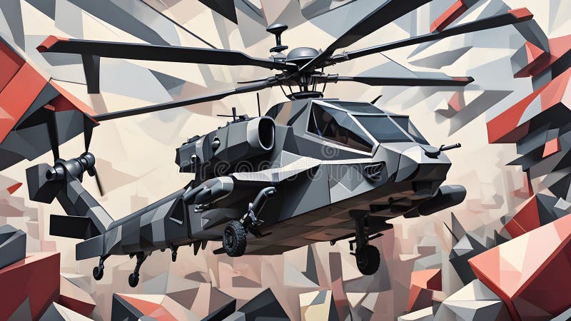 Apache Helicopter in War Zone Monochromatic Greyscale Abstract Stock ...