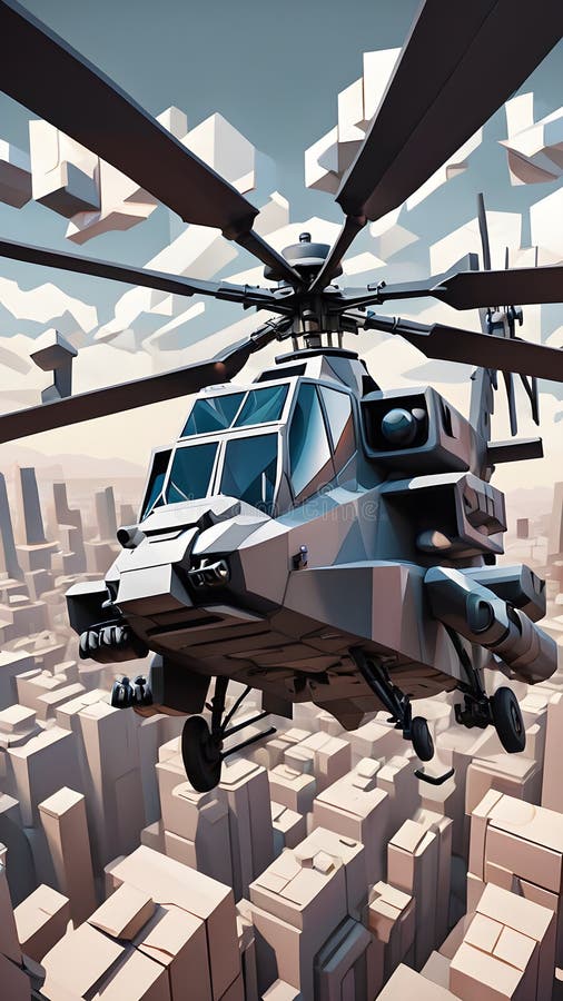 Apache Helicopter in War Zone Monochromatic Greyscale Abstract Stock ...