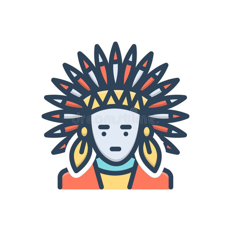 Color Illustration Icon for Apache, Mascot and American Stock ...