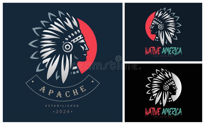 Apache Indian Aztec Native American Warrior Tribes Face Head Logo ...