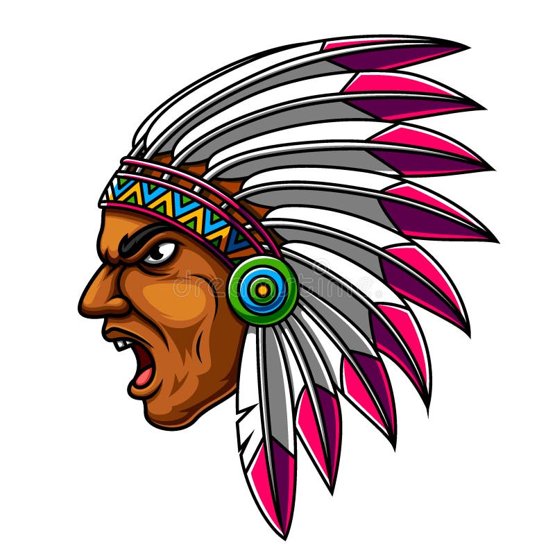 Apache Indian Man Head Mascot Logo Stock Vector - Illustration of ...