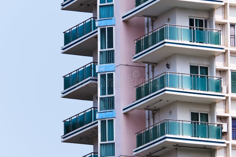 High Rise Apartment Balconies Stock Photo - Image of striped, iron ...