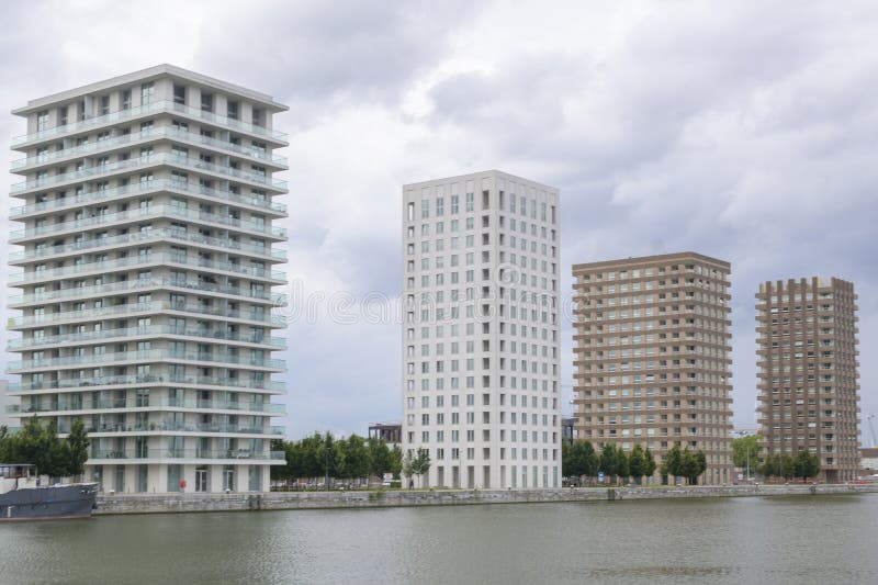 Apartment Blocks at Kattendijkdok on Eilandje, Antwerp Editorial Stock ...