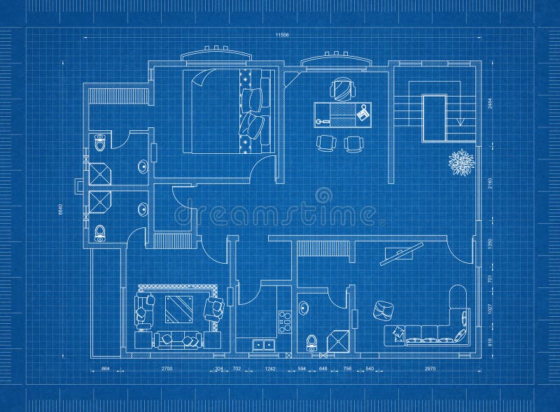 Apartment blueprint stock illustration. Illustration of architect ...
