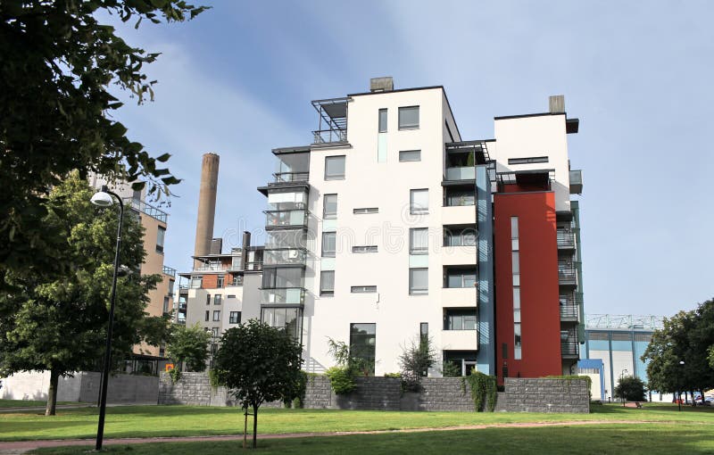 Modern Crescent of Townhouses and Apartments Stock Photo - Image of ...