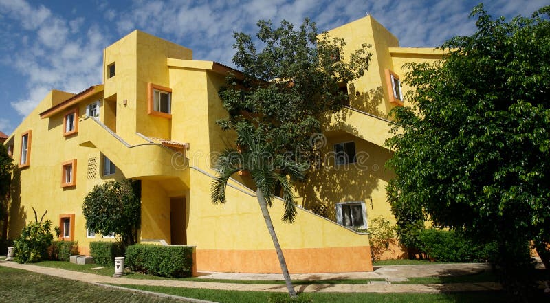 Yellow apartment building stock image. Image of facade - 4599913