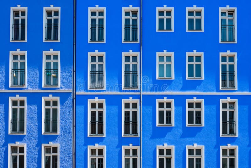 Apartment Building with Blue Facade,house Exterior Stock Image - Image ...