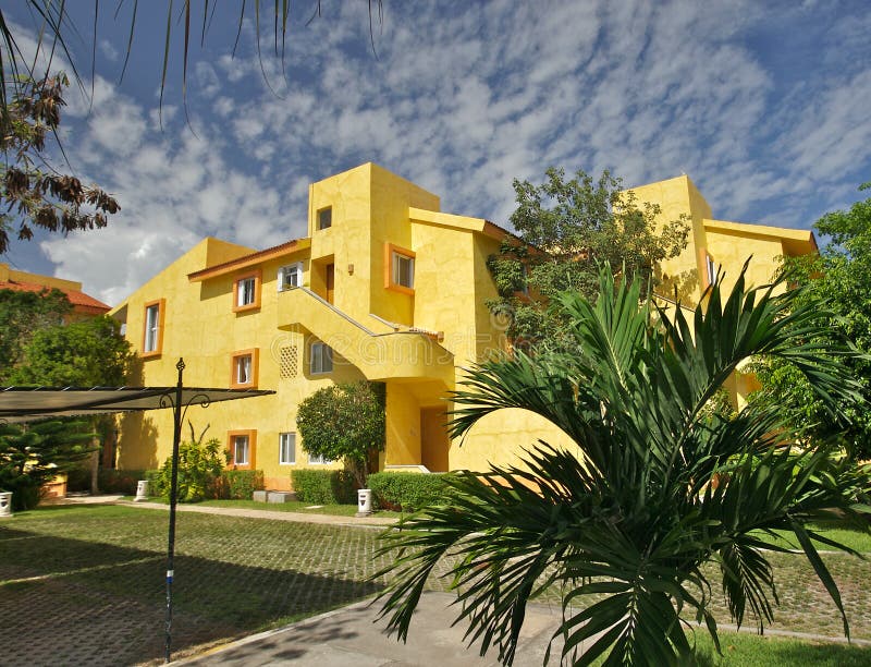 Yellow apartment building stock image. Image of facade - 4599913