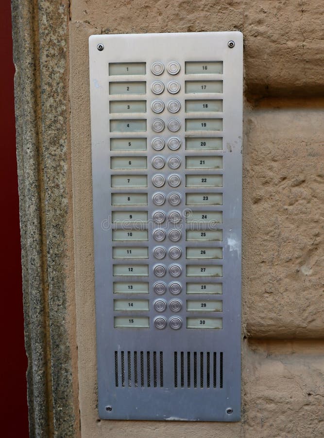 Apartment Building Intercom System with 30 Buttons To Call Apartments Stock Photo - Image of ...