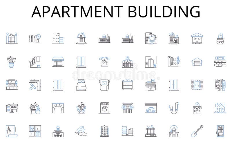 Apartment Building Line Icons Collection. Online, Digital, Remote ... Apartment Building Line Icons Collection. Online, Digital, Remote ...