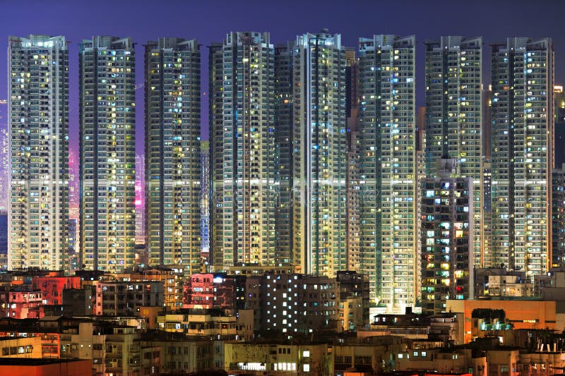 Apartment Building at Night Stock Photo - Image of home, exterior: 26295092