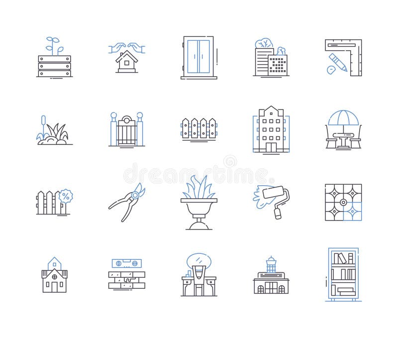 Apartment Building Outline Icons Collection. Apartment, Building, Block ...