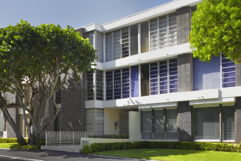 Apartment Building with Palm Trees Stock Image - Image of real ...