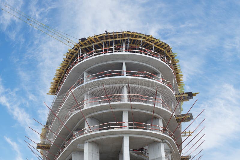 Apartment Building Under Construction Under Blue Sky Stock Image ...