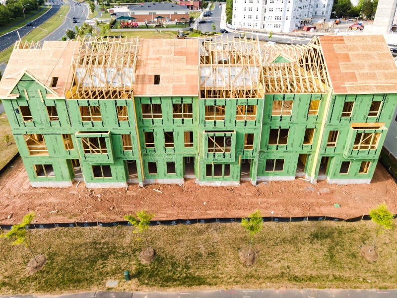 Apartment Building Under Construction Top View. Construction Site in a ...