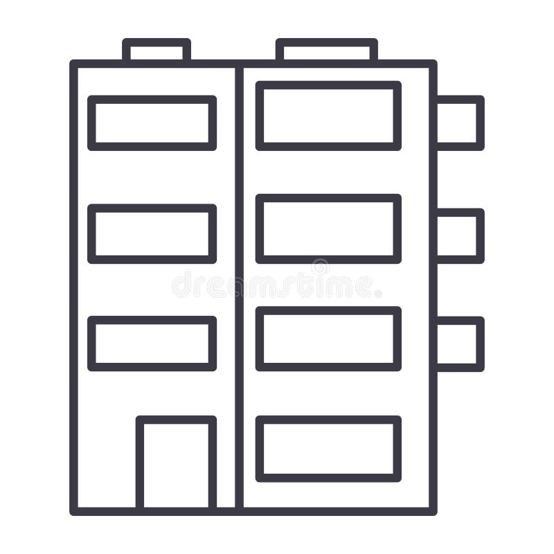 Apartment Building Vector Line Icon, Sign, Illustration on Background ... Apartment Building Vector Line Icon, Sign, Illustration on Background ...