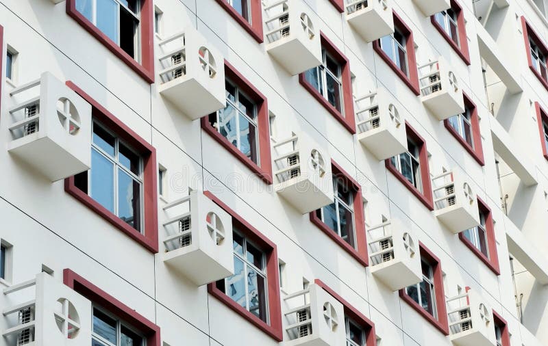 Apartment Building Wall with Large Group of Air-conditioners Stock ...