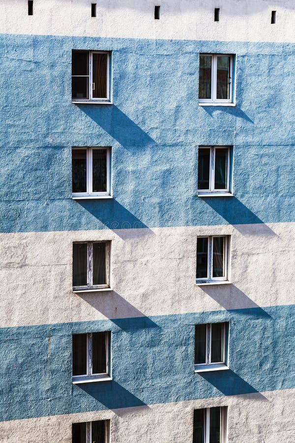 Apartment Building Wall with Windows Stock Image - Image of sunny, town ...