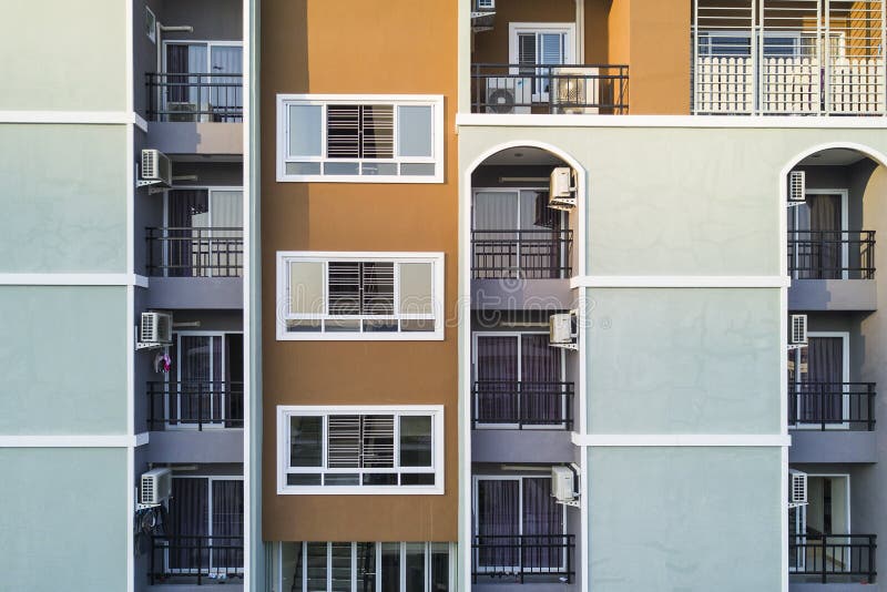 A Apartment Building Windows Pattern Stock Image - Image of concrete ...