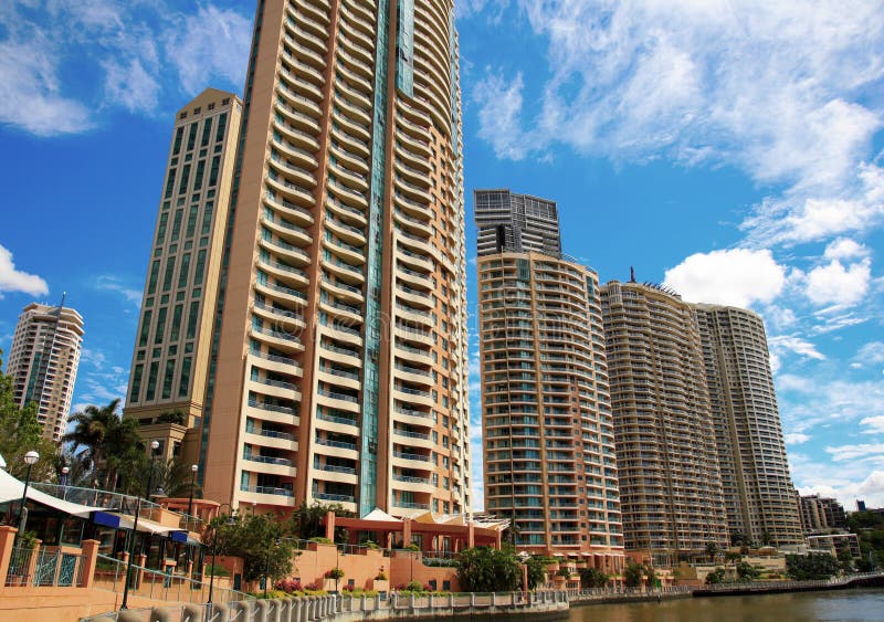 Apartment Buildings, Brisbane, Australia Stock Photo - Image of river ...