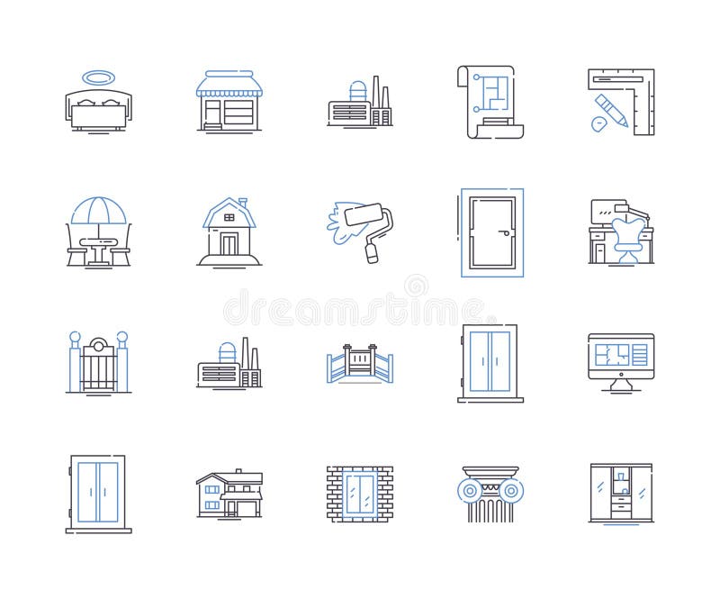 Apartment Construction Outline Icons Collection. Building, Apartment ...