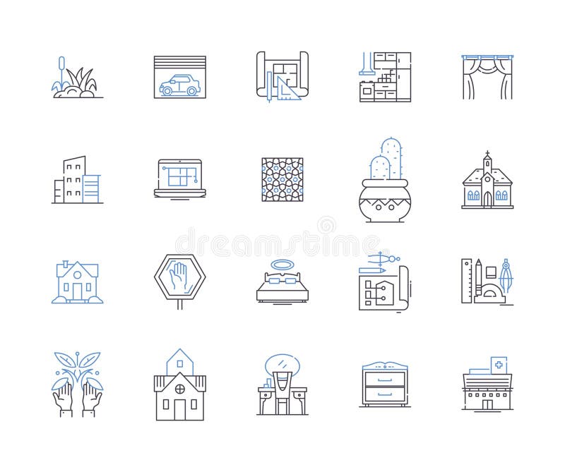 Apartment Construction Outline Icons Collection. Building, Apartment ... Apartment Construction Outline Icons Collection. Building, Apartment ...