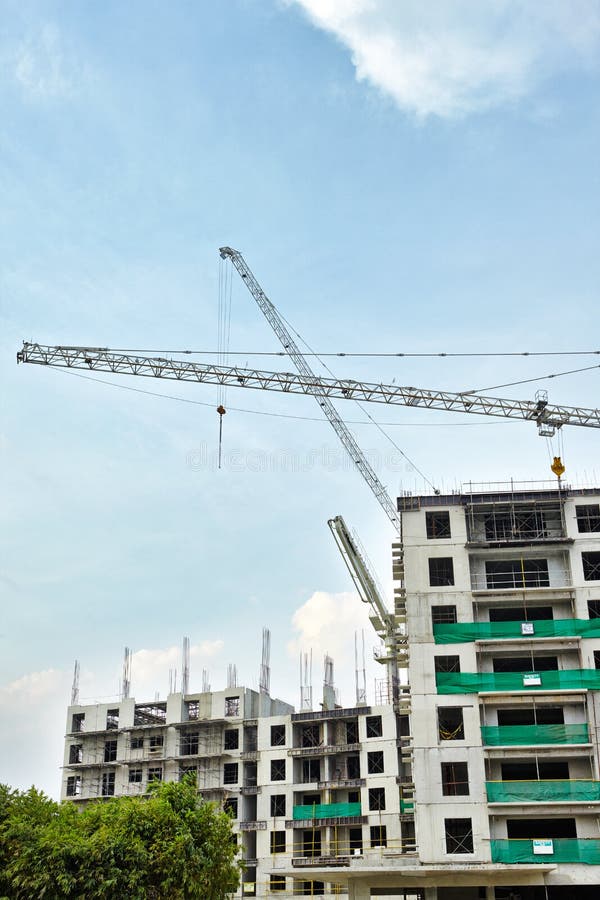 Apartment Construction in Progress Stock Image - Image of noon, crane ...