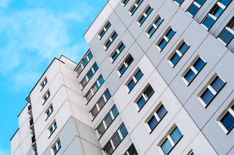 Apartment Diagonal with Blue Sky and Cloud. Stock Photo - Image of ...