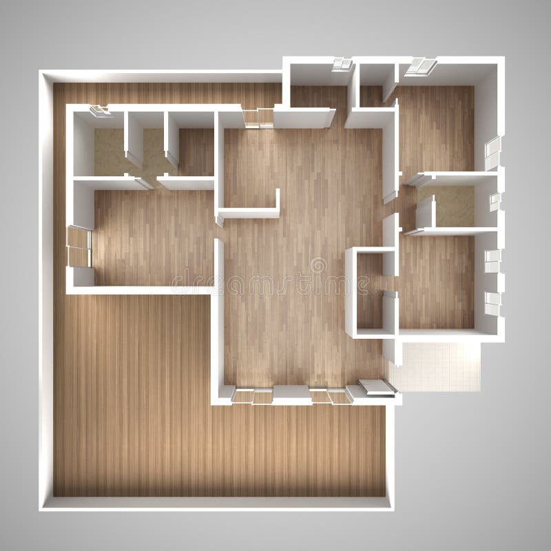 Apartment Flat Top View, Plan, Cross Section Interior Design, Architect ...