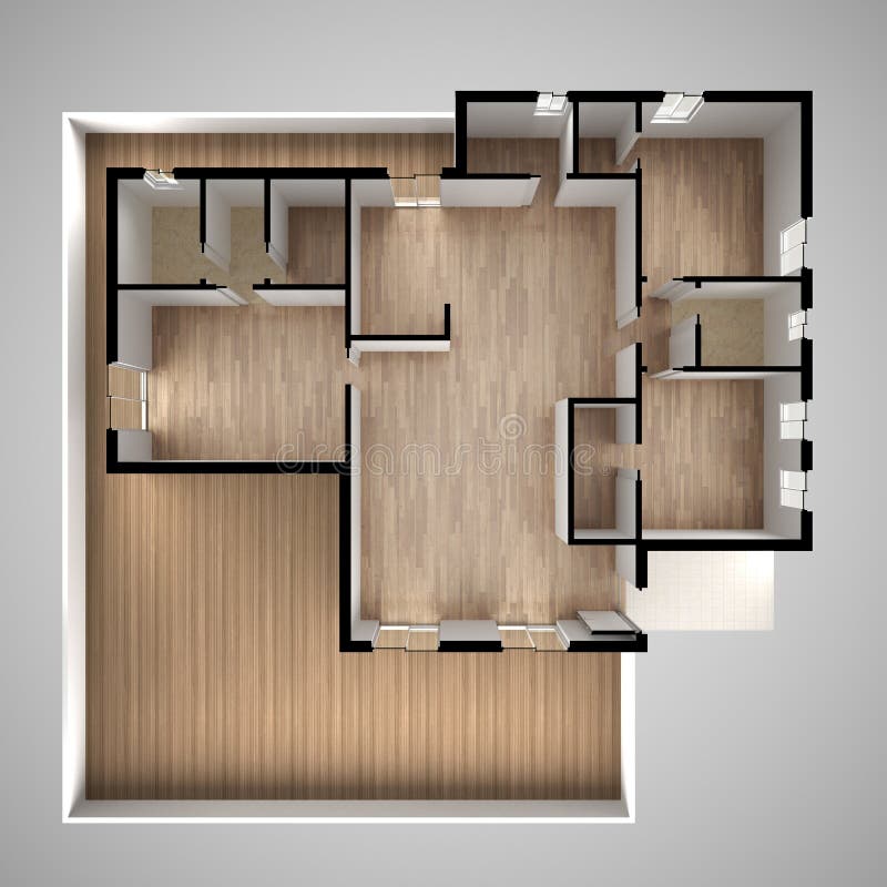 Apartment Flat Top View, Plan, Cross Section Interior Design, Architect ...