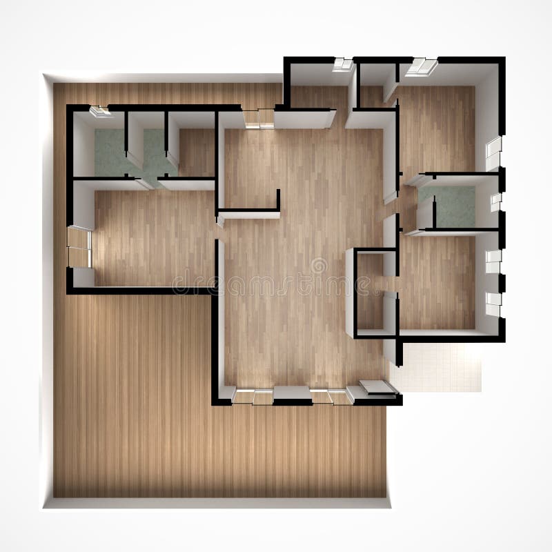 Apartment Flat Top View, Plan, Cross Section Interior Design, Architect ...