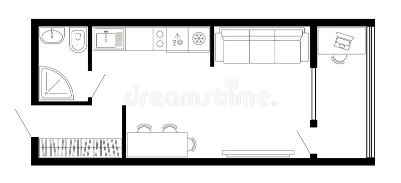 Studio Apartment Floor Plan Stock Illustrations – 1,165 Studio ...