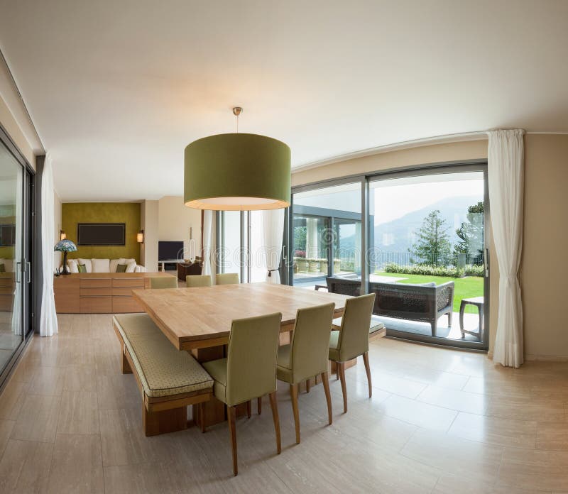 Apartment Furnished, Dining Table Stock Image - Image of architecture ...