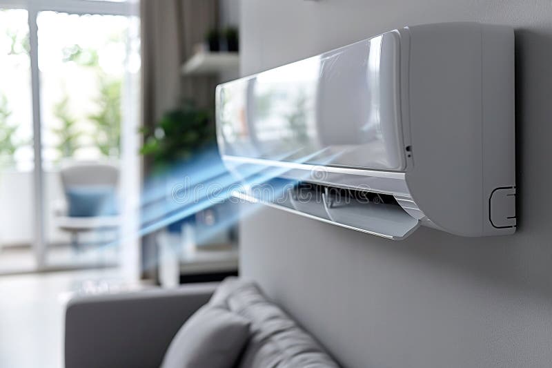 The Apartment Has Air Conditioning with Blue Fresh Air Waves ...