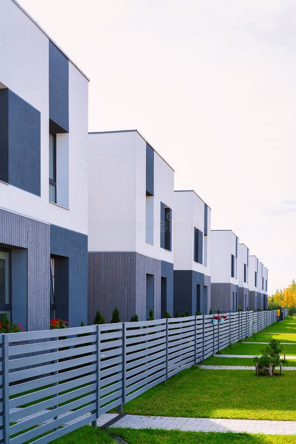 Apartment Home and House Residential Buildings Complex with Gate Stock ...